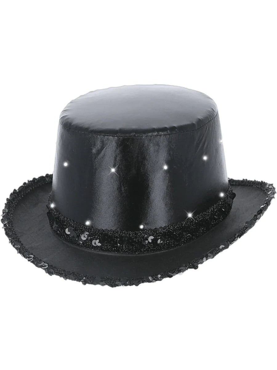 LED Light Up Metallic Top Hat, Black – Partyland.is