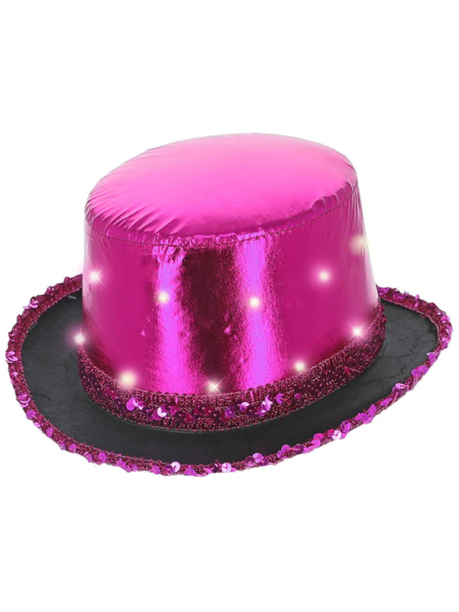 LED Light Up Metallic Top Hat, Hot Pink – Partyland.is