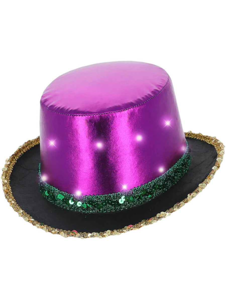 LED Light Up Metallic Top Hat, Mardi Gras – Partyland.is