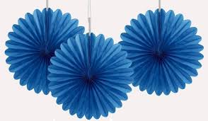 Royal Blue Tissue Paper Fans – Partyland.is
