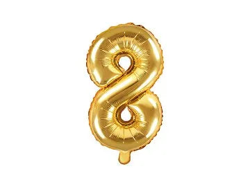 Foil Balloon Number ''8'', 35cm, gold – Partyland.is